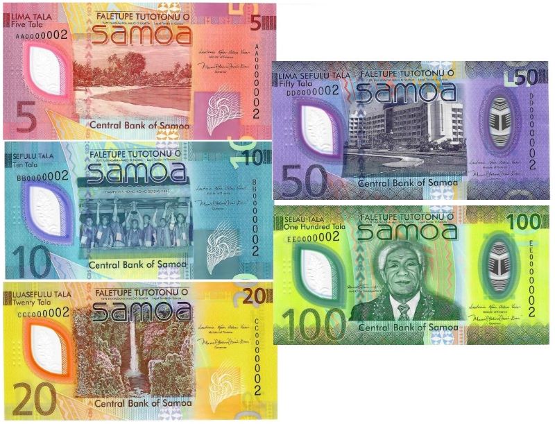 Samoa S4-S8 low serial number polymer sets - Polymer Banknotes