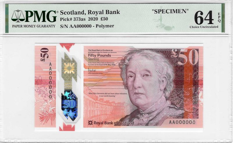 Scotland (UK)–RBS S4S1, 50 pounds, 2020, P373as, BNL, PMG 64 EPQ ...