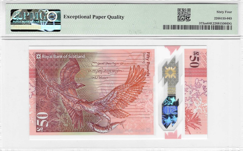 Scotland (UK)–RBS S4S1, 50 pounds, 2020, P373as, BNL, PMG 64 EPQ ...